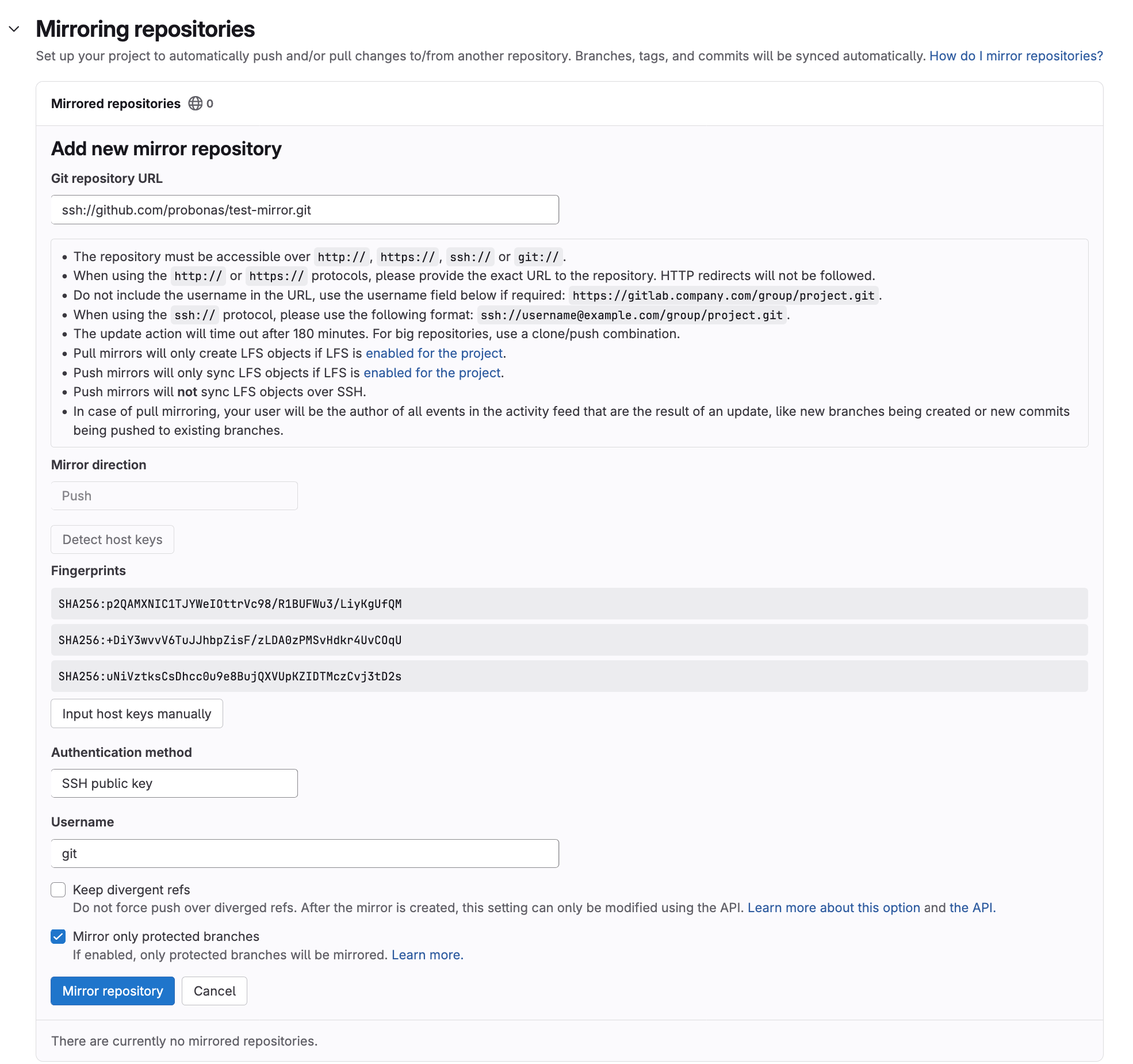 Mirror a GitLab Repository to GitHub Using SSH - probonas.net